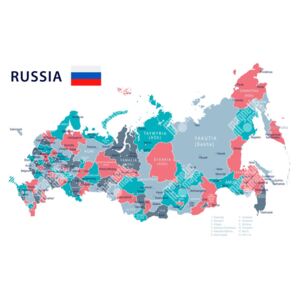 Magnetická mapa Ruska, ilustrovaná, detailná (samolepiaca feretická ...